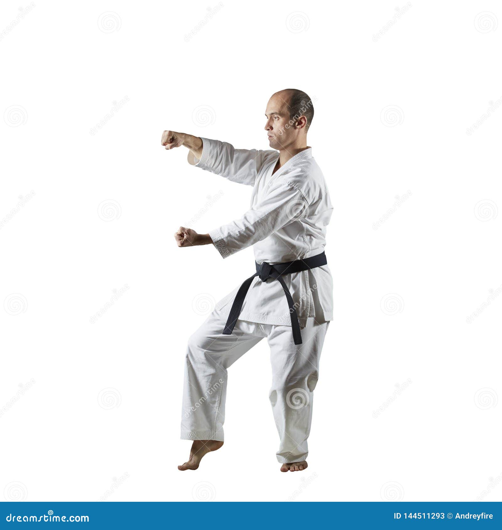 Athlete Doing Formal Exercises on an Isolated White Background. Stock ...