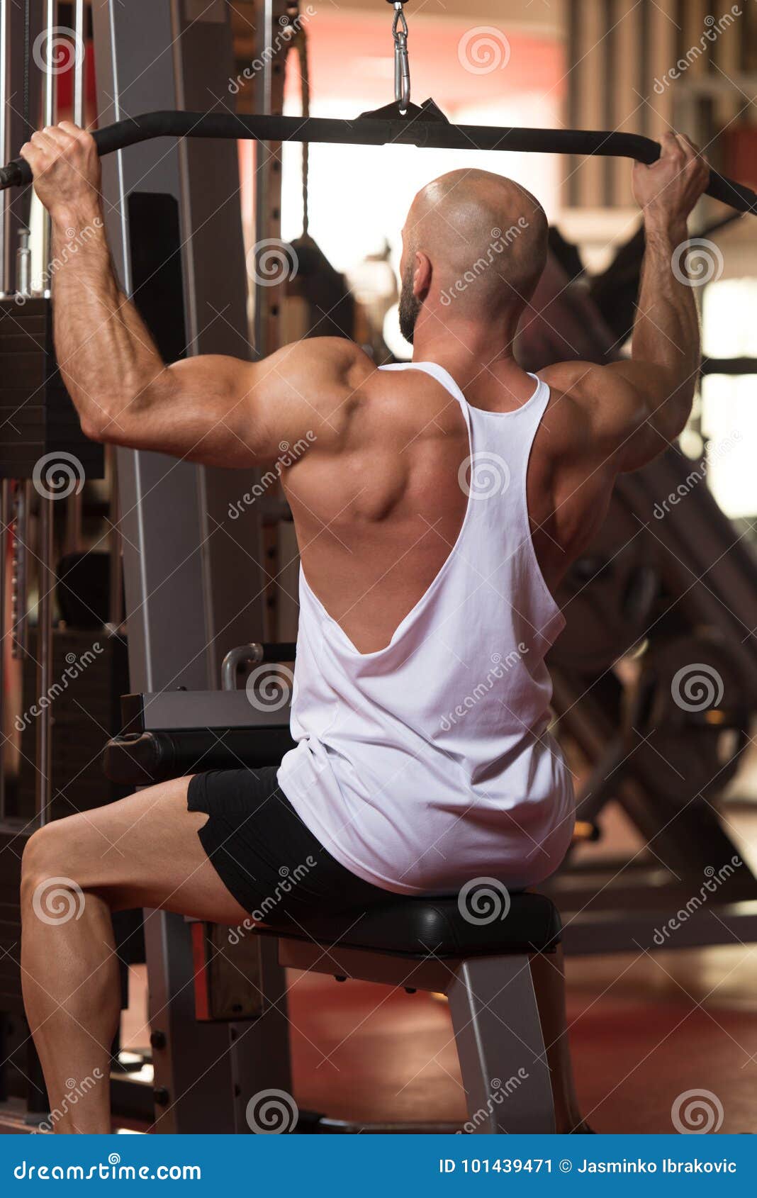 Athlete Doing Heavy Weight Exercise for Back Stock Image - Image of ...