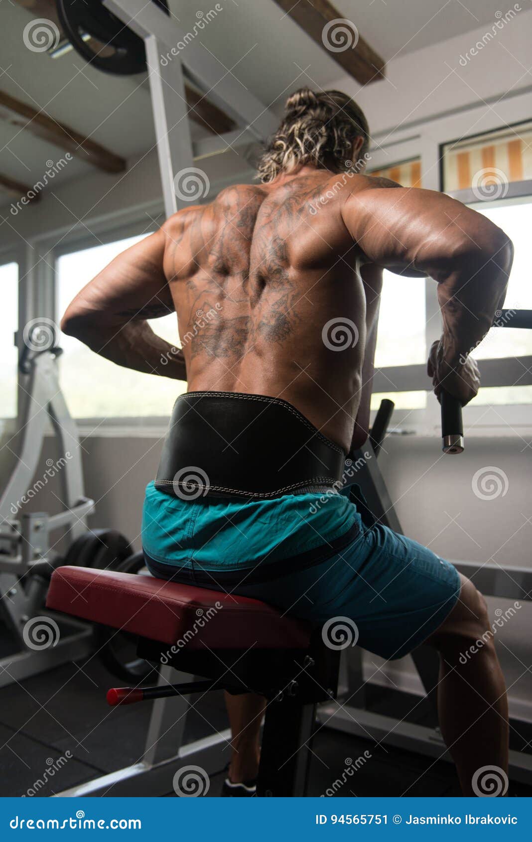 Athlete Doing Heavy Weight Exercise for Back Stock Image - Image of ...