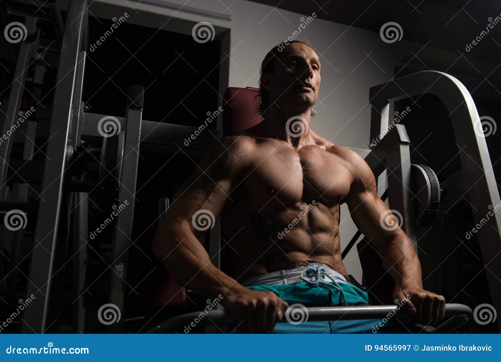 Athlete Doing Heavy Weight Exercise for Back Stock Image - Image of ...