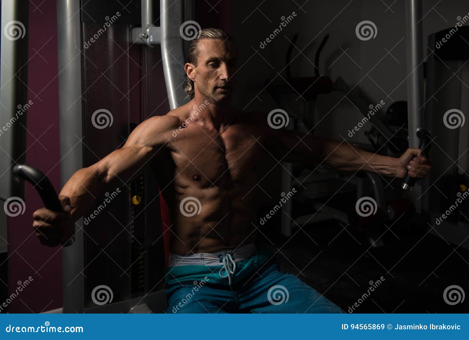Athlete Doing Heavy Weight Exercise for Chest Stock Image - Image of ...
