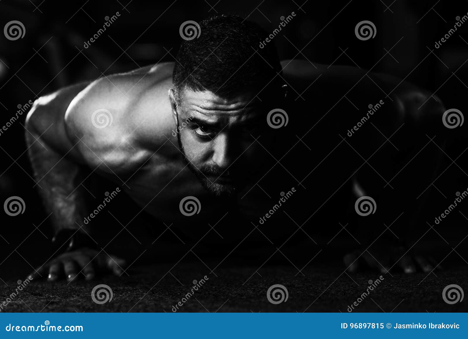 Model Exercising Push Ups stock image. Image of beard - 96897815