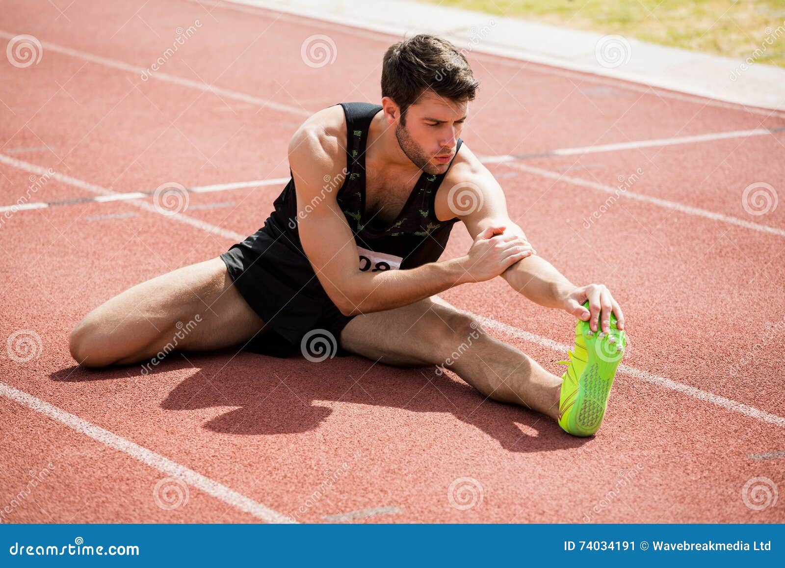 Athlete Doing Stretching Exercise Stock Image - Image of stretching ...