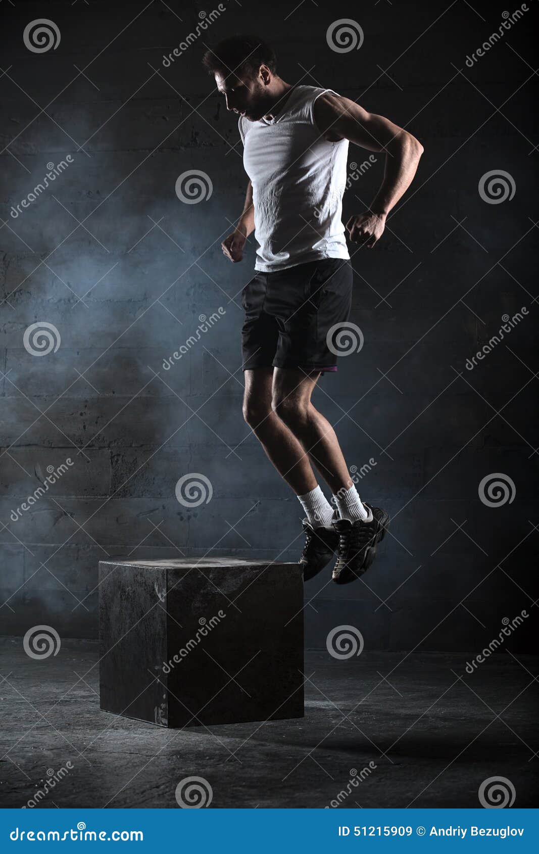 Athlete Gave Exercise. Jumping on the Box Stock Image - Image of ...