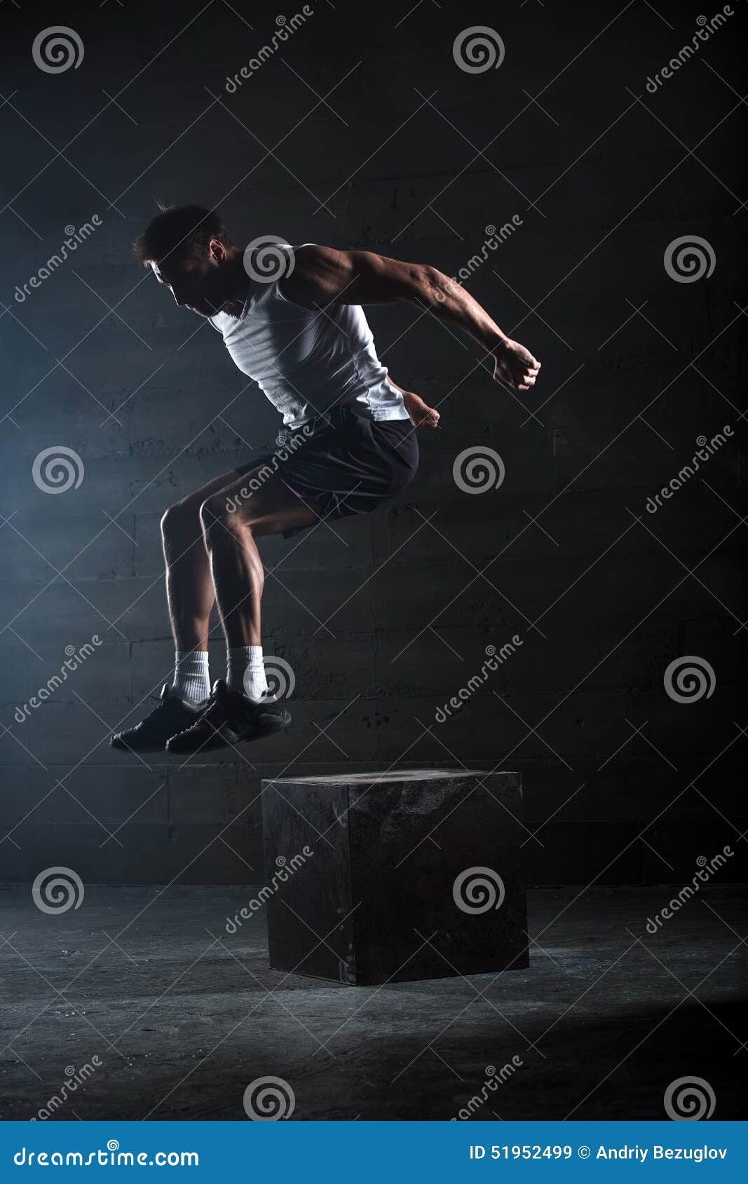 Athlete Gave Exercise. Jumping on the Box Stock Image - Image of health ...
