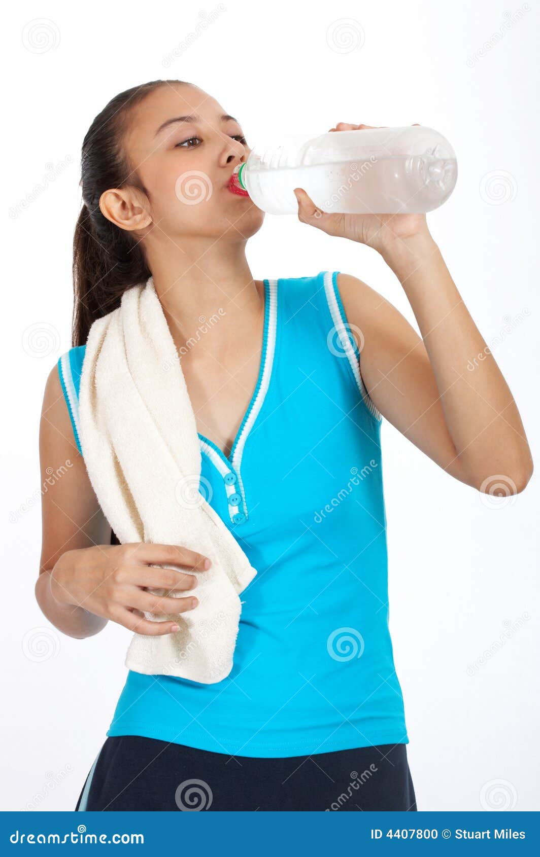 Athlete Girl Drinking Water Stock Photo - Image of background, lady ...