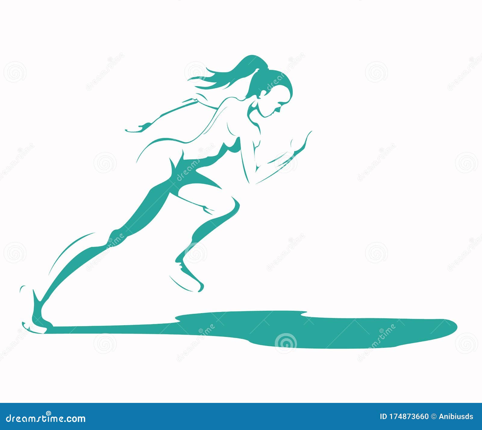 Athlete girl is running. stock vector. Illustration of runs - 174873660