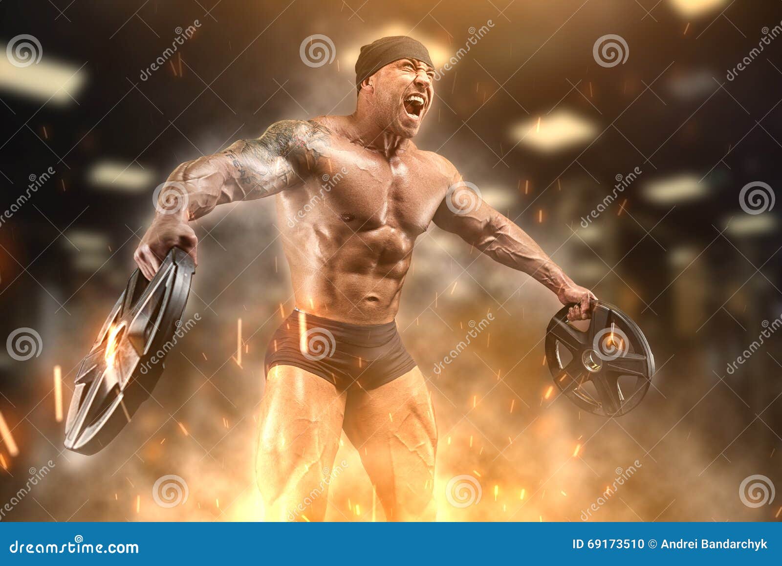Athlete in the gym stock photo. Image of body, back, shirtless - 69173510