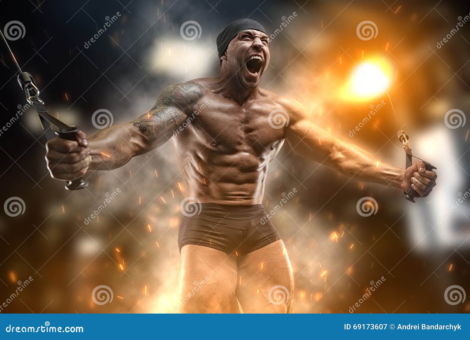 Athlete in the gym stock image. Image of power, shirtless - 69173607