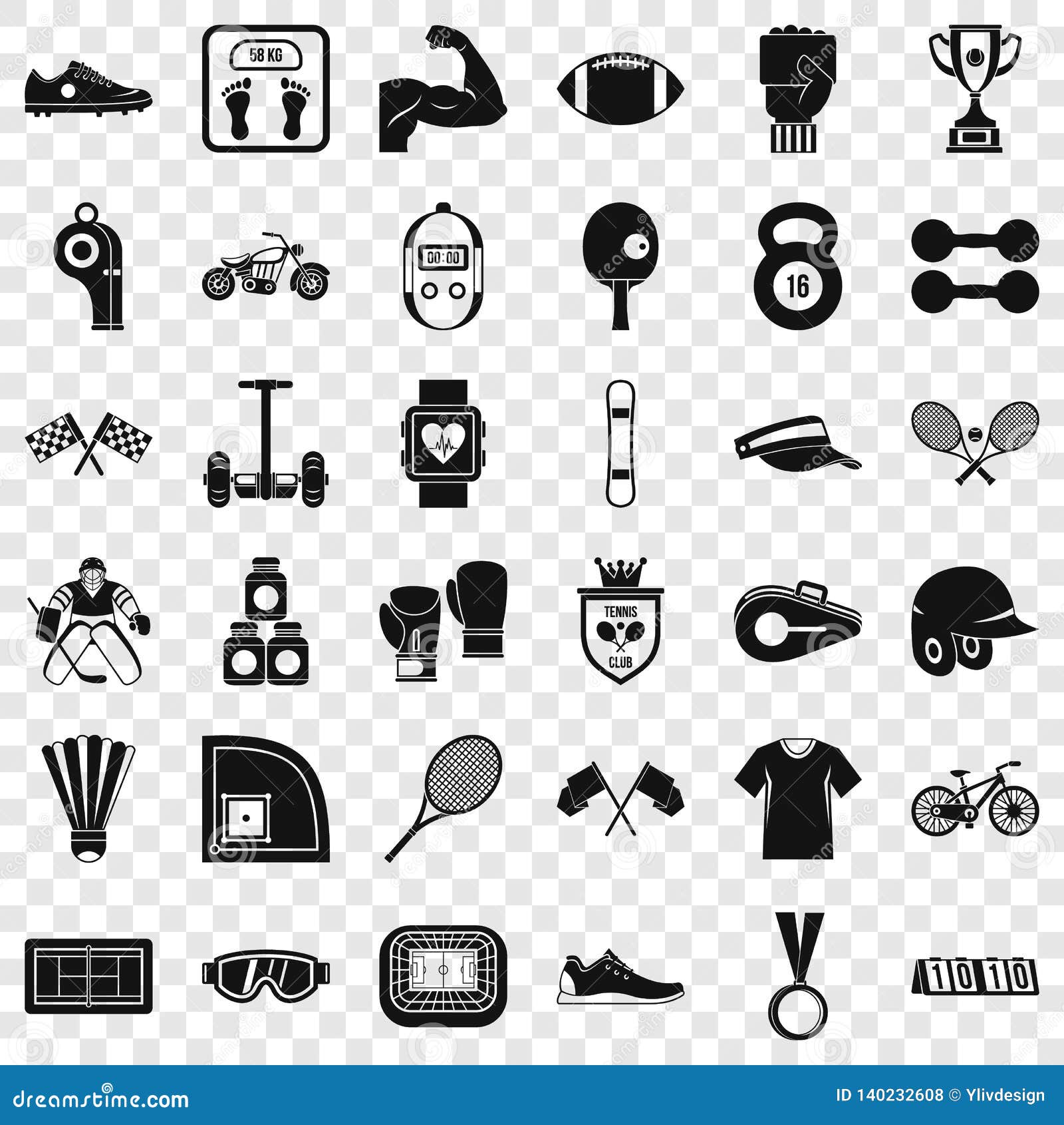 Athlete Icons Set, Simple Style Stock Vector - Illustration of gloves ...