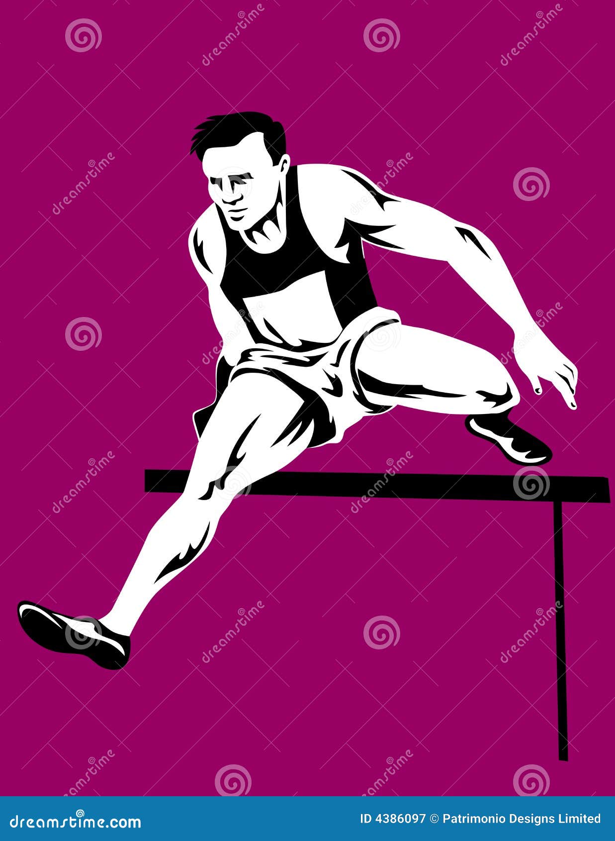 Athlete jumping hurdles stock vector. Illustration of field - 4386097