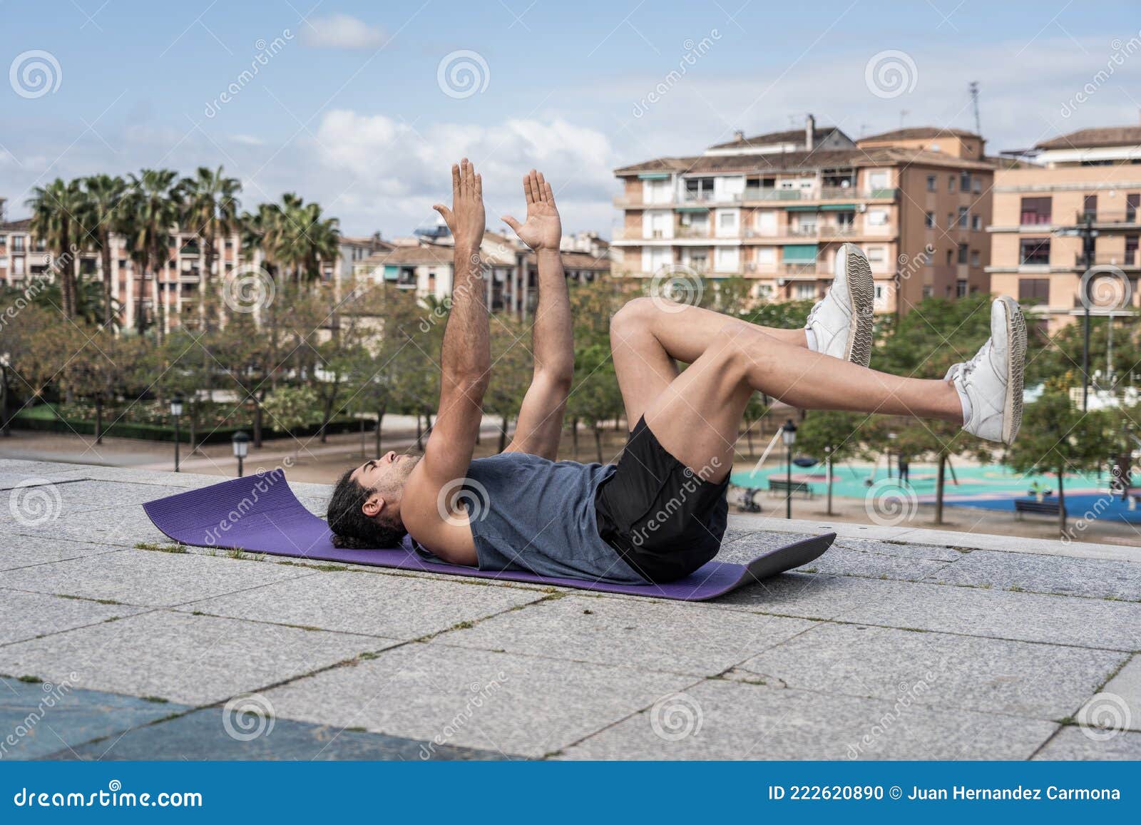 Athlete Man Doing Gymnastic Exercises To Strength Muscles Stock Photo ...