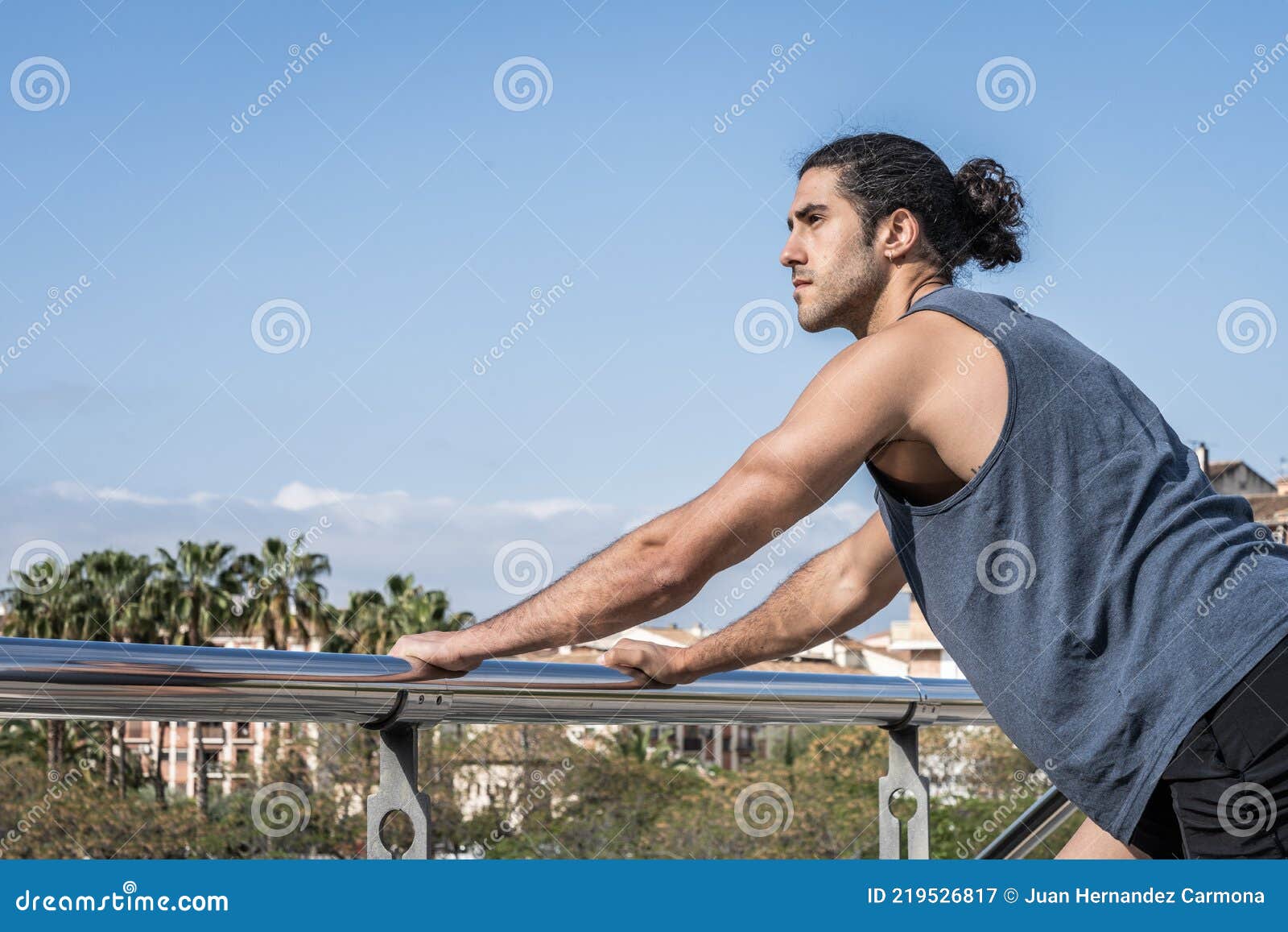 Athlete Men Stretching Muscles after Power Exercise Stock Image - Image ...