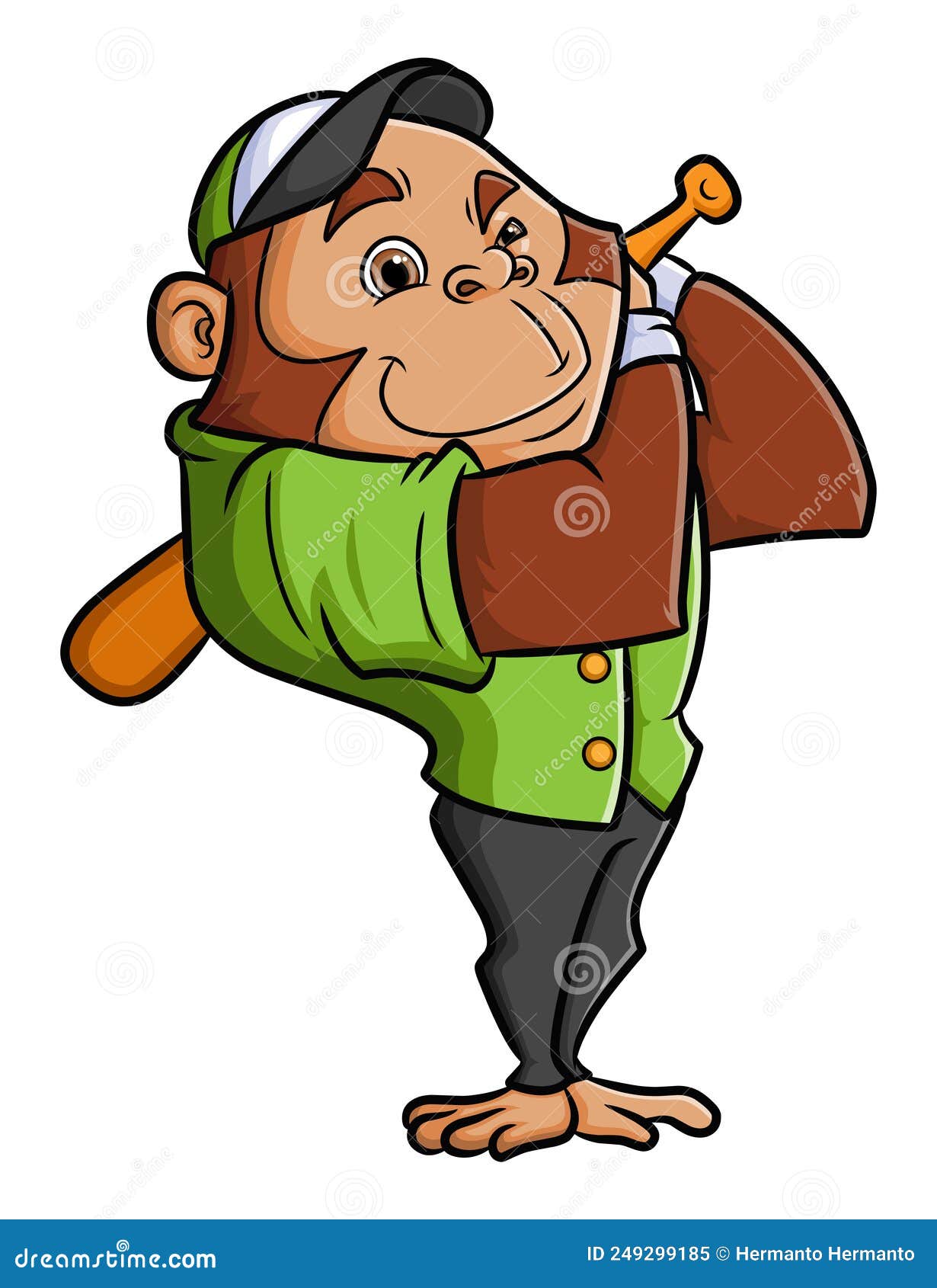 The Athlete Monkey is Playing Baseball with a Cool Pose Stock Vector ...