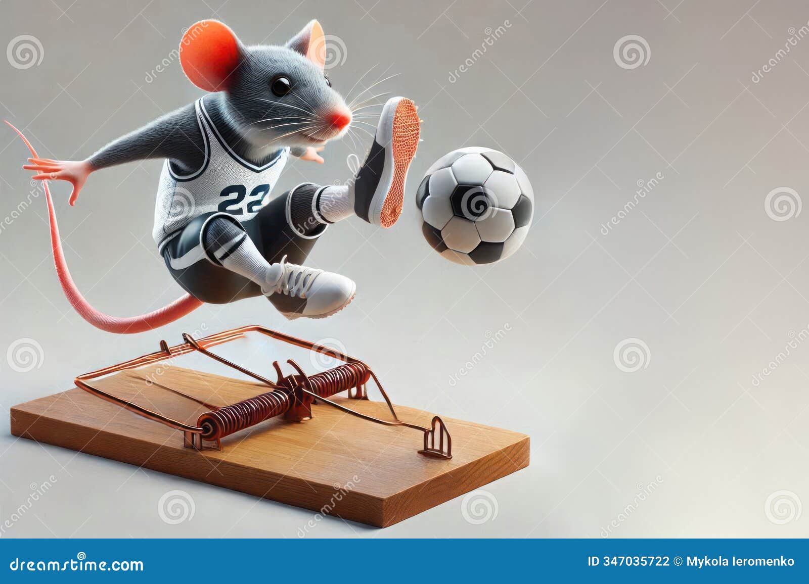 An Athlete Mouse Hitting a Ball Over a Mousetrap. Space for Text. Stock ...