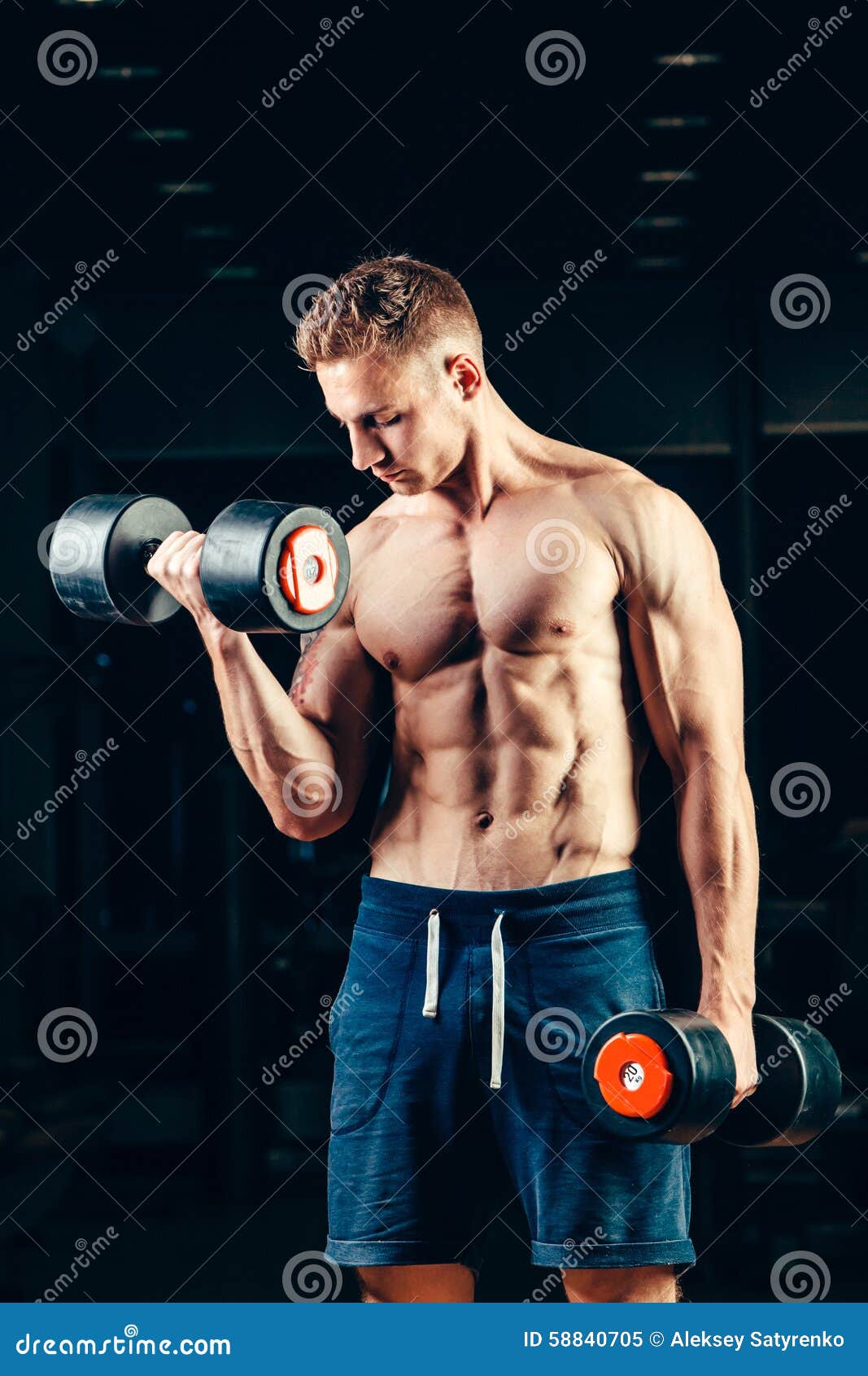 Athlete Muscular Bodybuilder Training Back with Stock Image - Image of ...