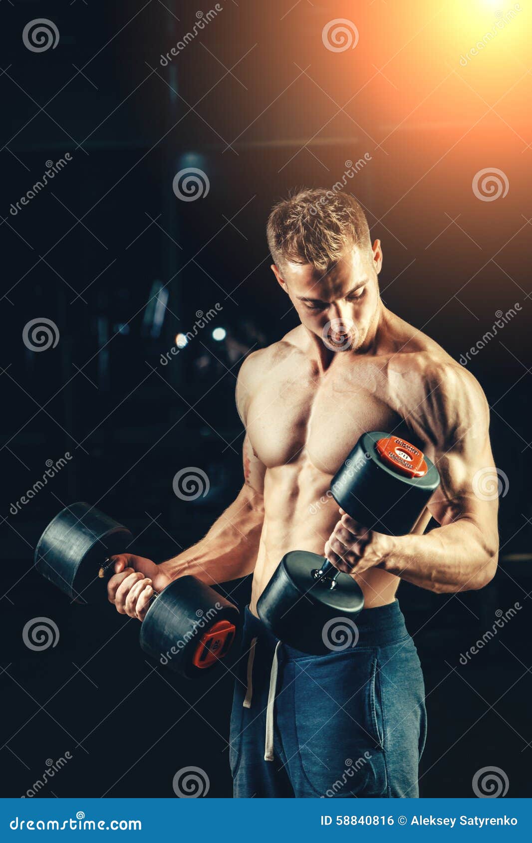 Athlete Muscular Bodybuilder Training Back with Stock Photo - Image of ...