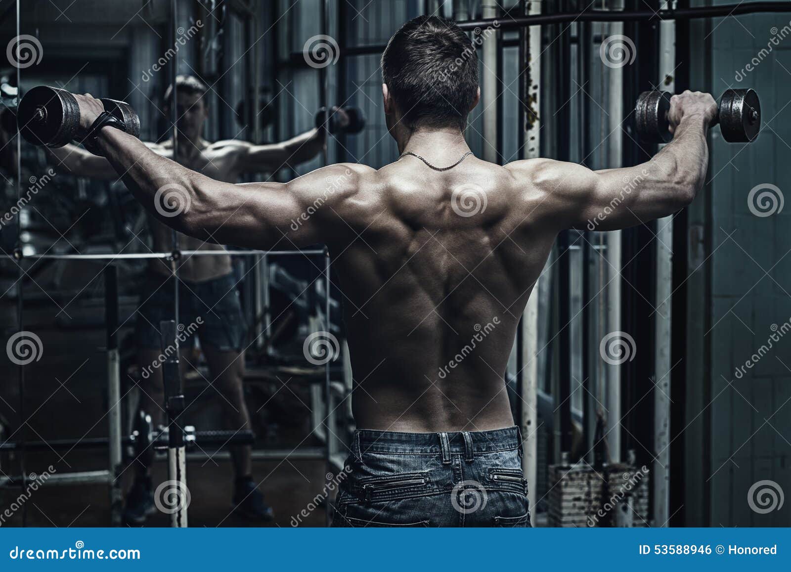Athlete in old rusty gym stock photo. Image of body, adult - 53588946