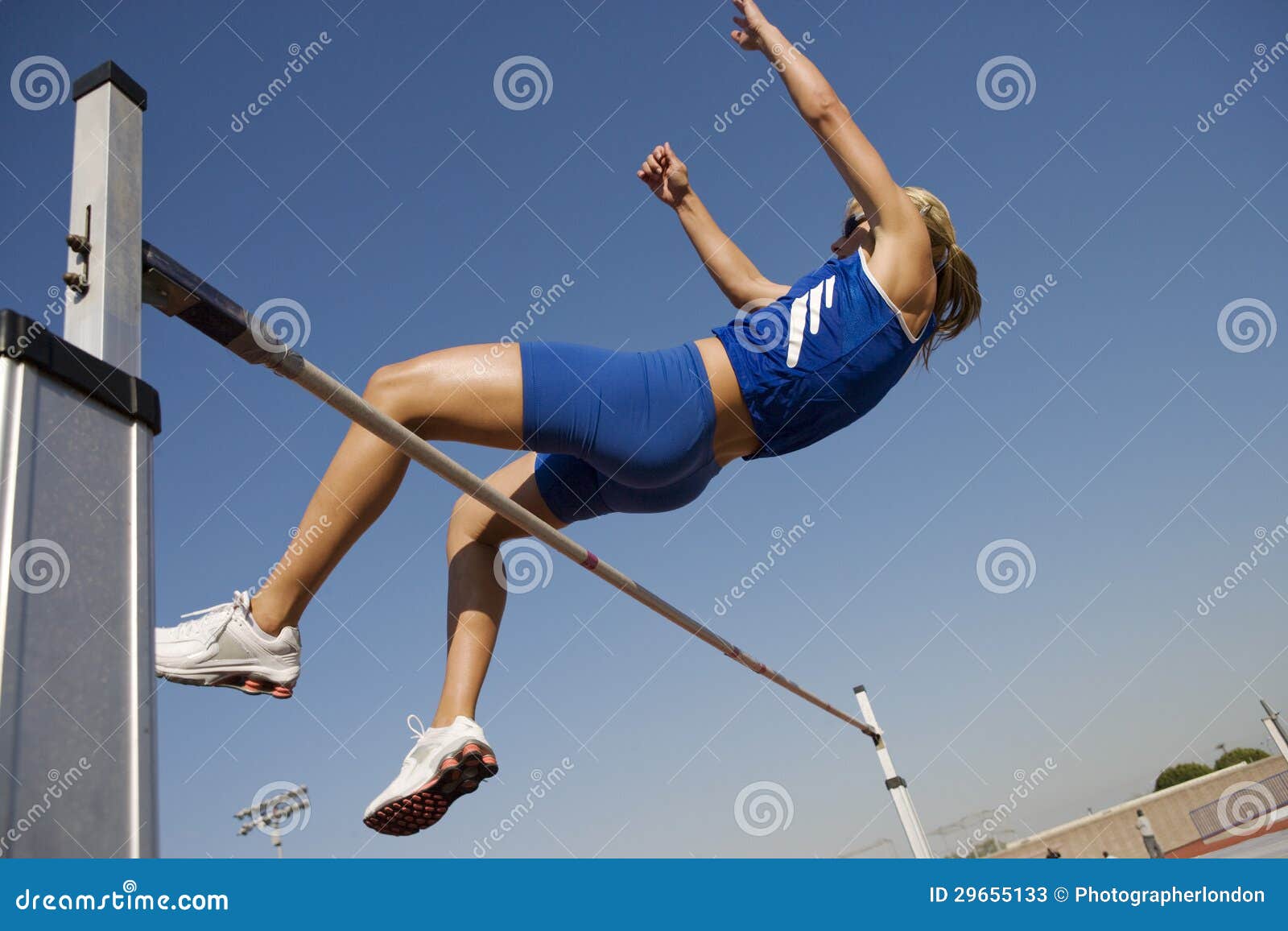 Athlete Performing High Jump Stock Image - Image of horizontal, jumper ...