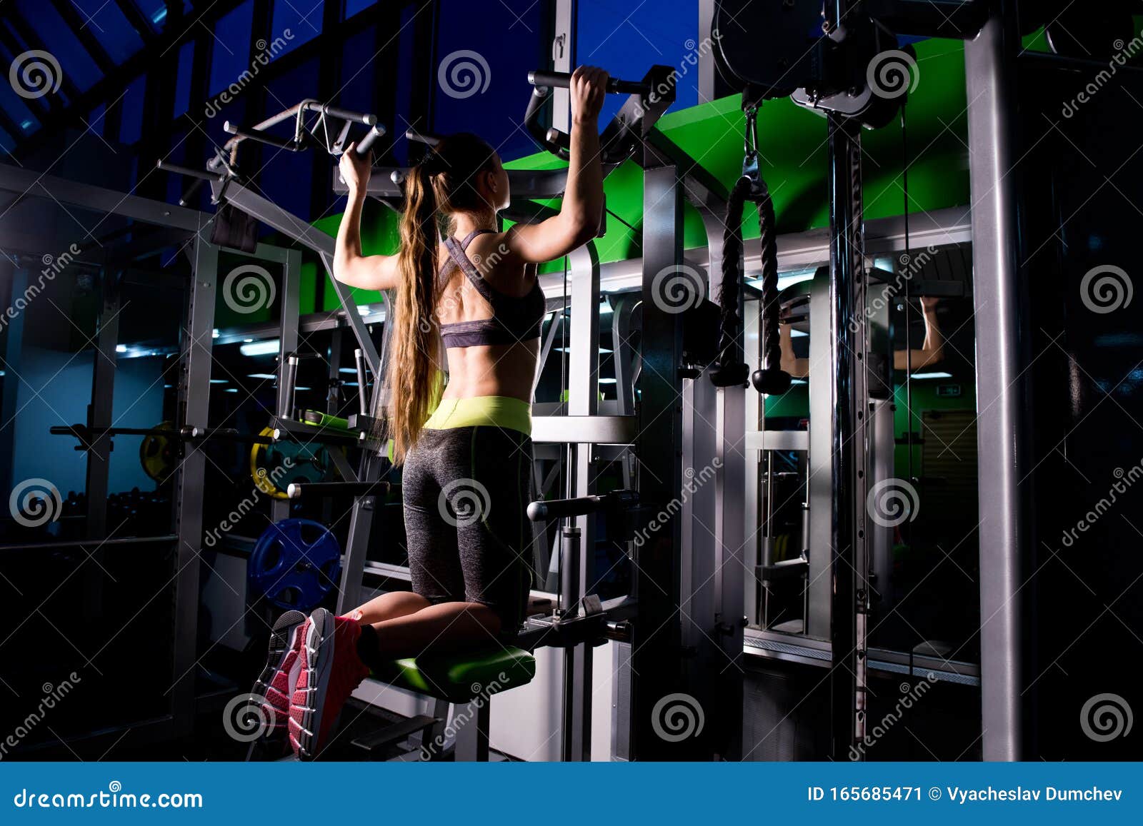 Athlete Performs Pull-ups on a Gravitron Stock Image - Image of body ...
