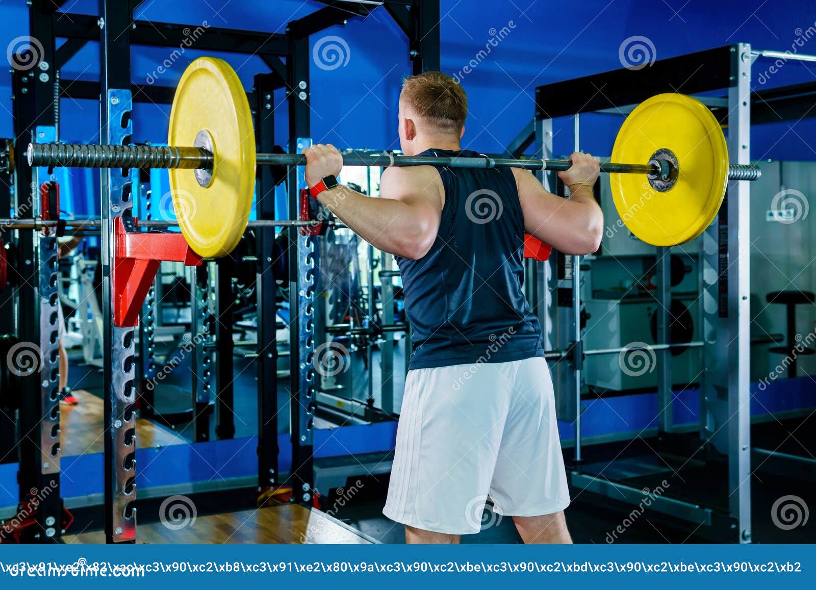 Athlete Performs Barbell Squats in the Gym Stock Image - Image of ...