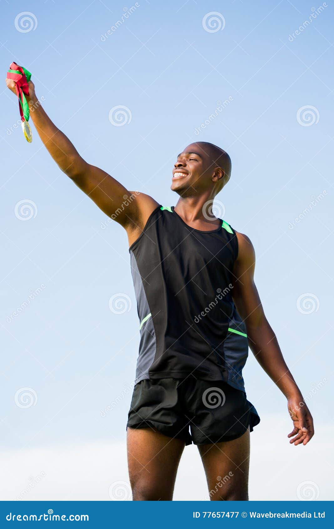 Athlete Posing with Gold Medal after Victory Stock Image - Image of ...
