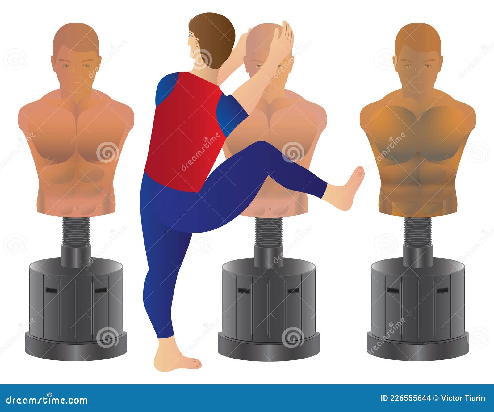 The Athlete Practices Out Blows on a Sports Dummy. Sports Dummy Stock ...