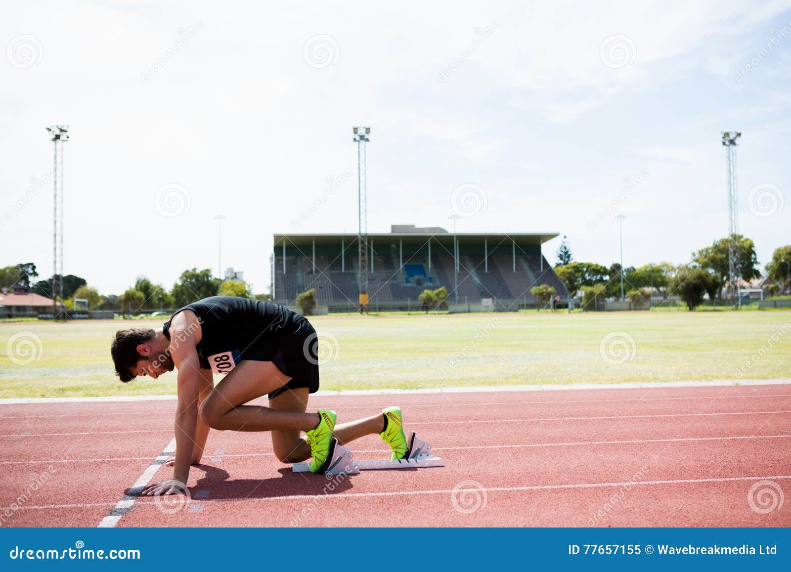 Athlete ready to run stock image. Image of caucasian - 77657155