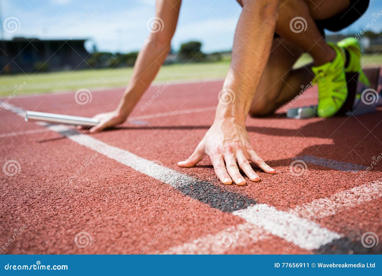 Relay Race Running As Team Towards Victory And Success With Baton ...