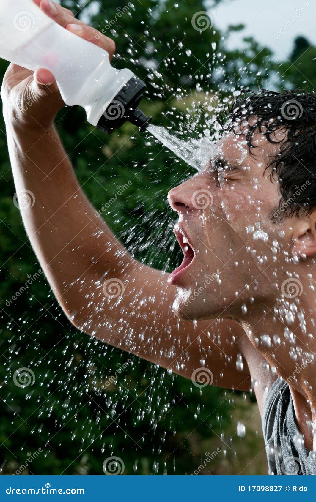 Athlete Refreshment with Water Stock Image - Image of exercising, male ...