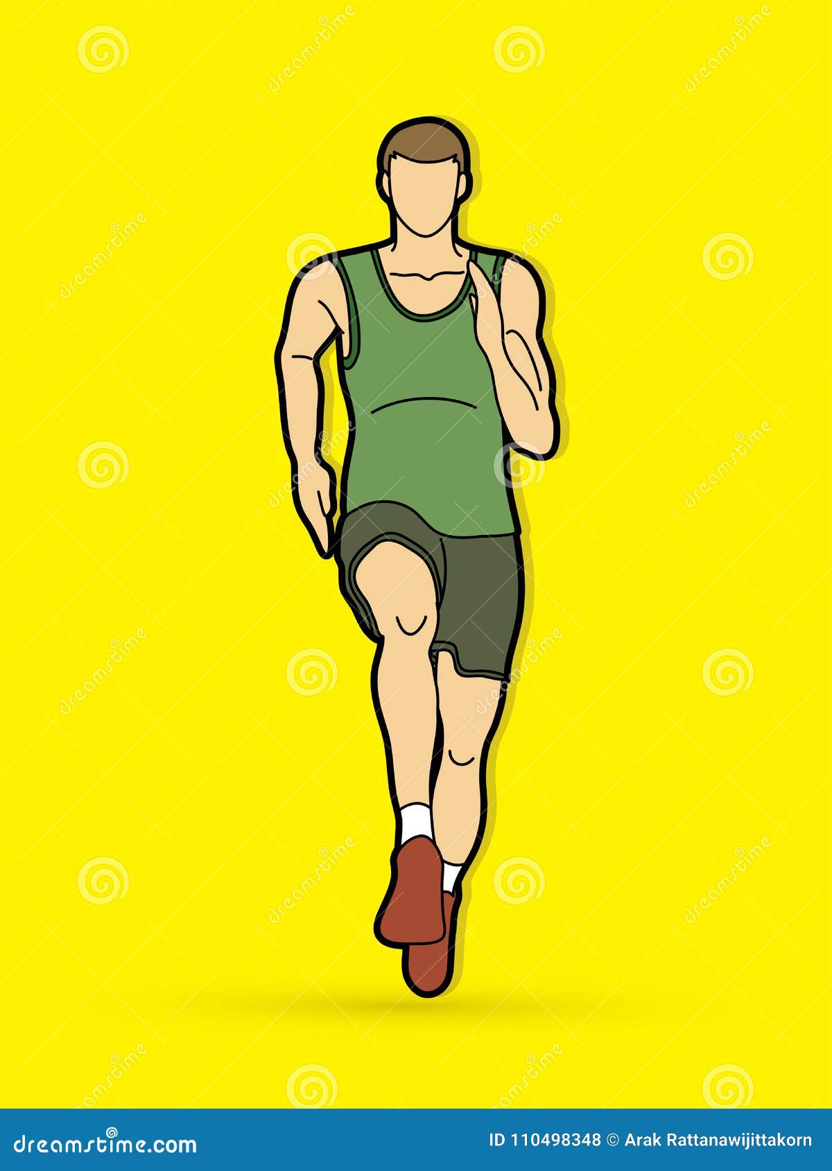 Athlete Runner, a Man Runner Running Front View Graphic Vector. Stock ...