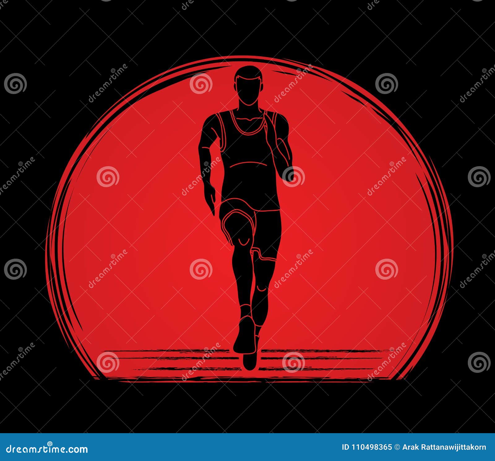 Athlete Runner, a Man Runner Running Front View Graphic Vector. Stock ...