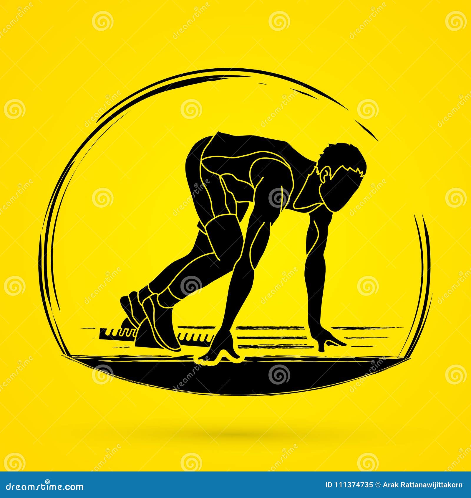 Athlete Runner, Ready To Running Graphic Vector. Stock Vector ...