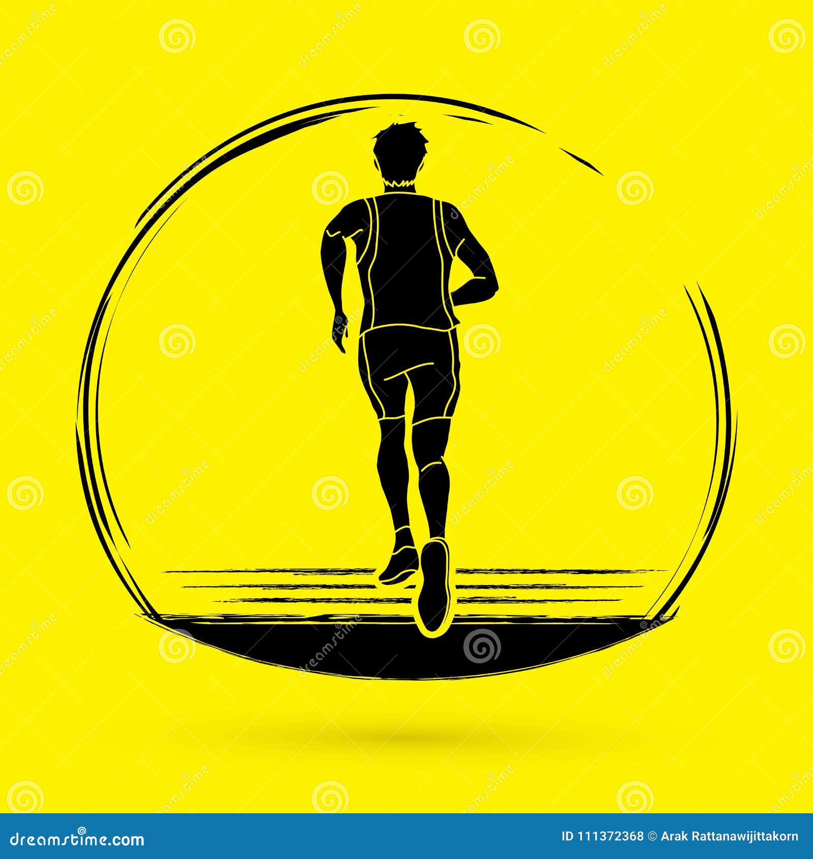 Athlete Runner, Running Back View Graphic Vector. Stock Vector ...