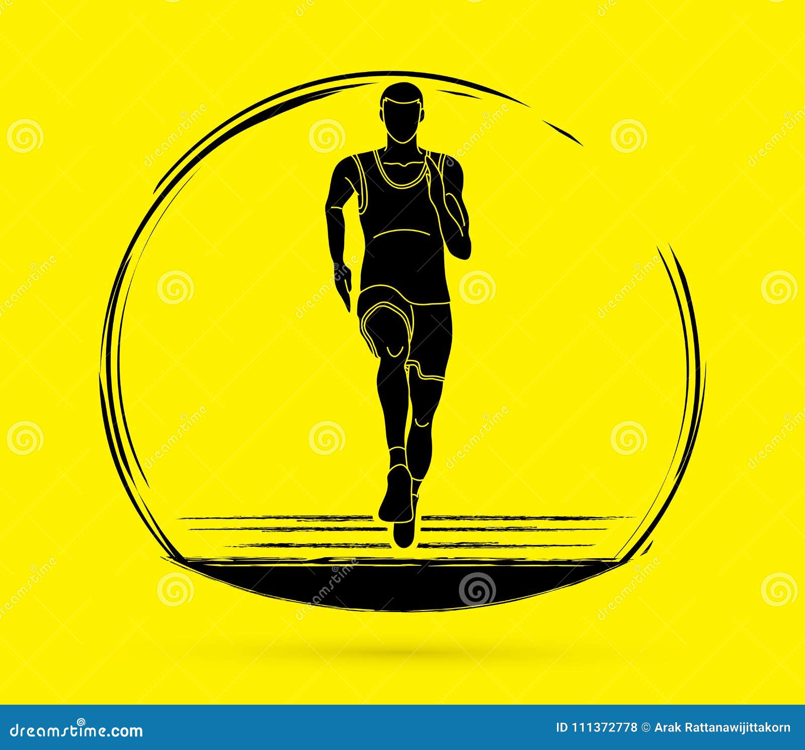 Athlete Runner, Running Front View Graphic Vector. Stock Vector ...