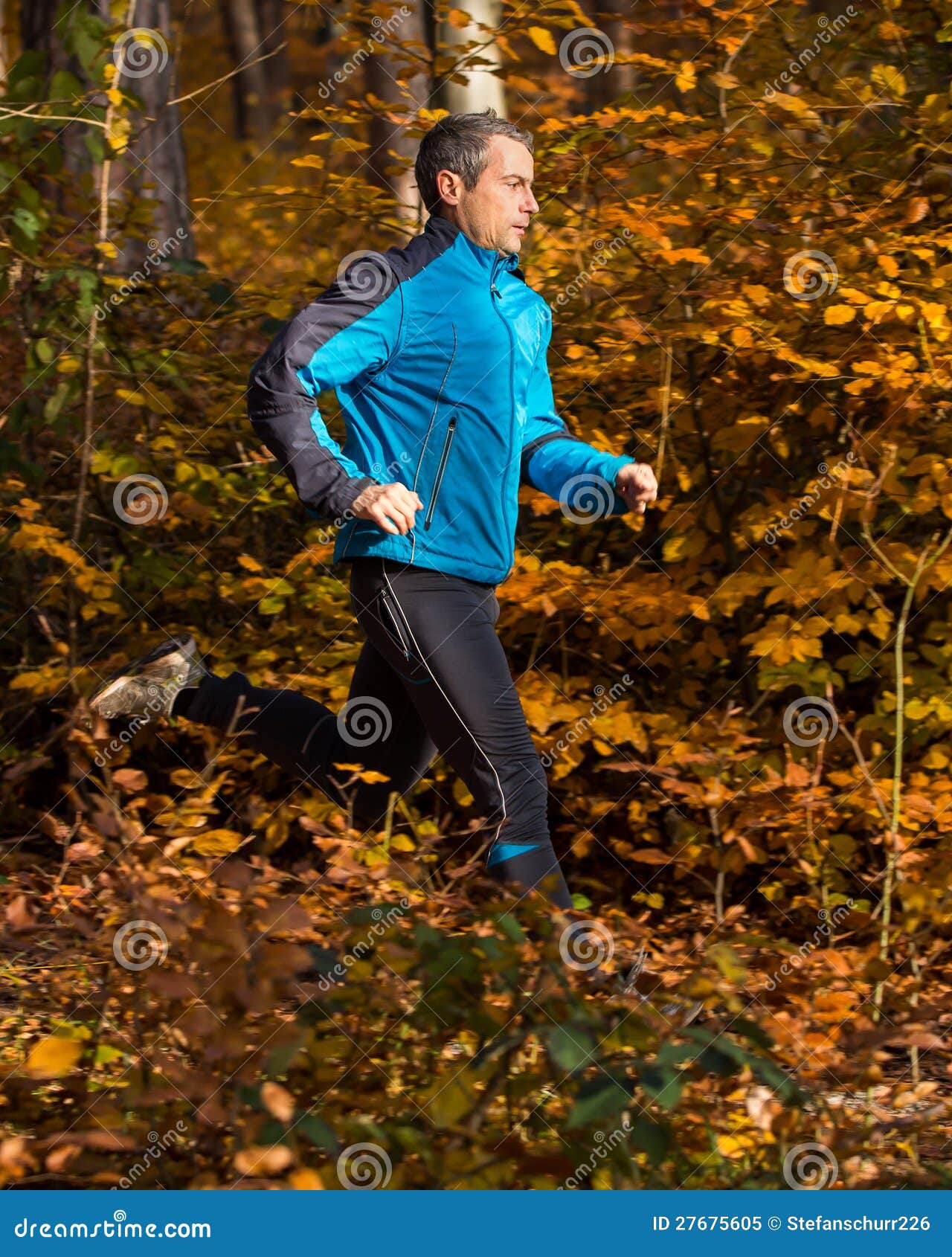Athlete Running in the Forest in Autumn Stock Image - Image of outdoors ...