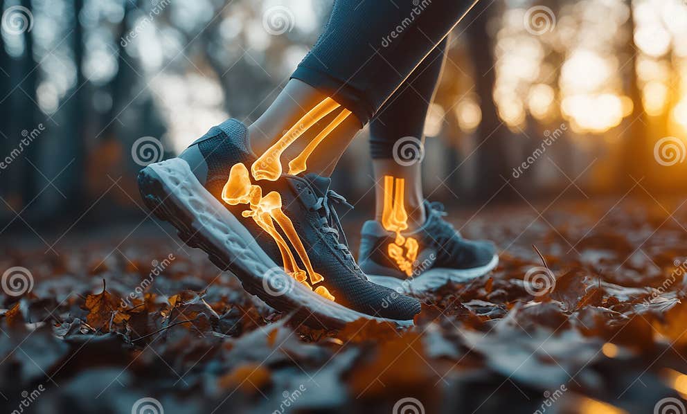 Close-up of a Woman Running on a Trail, Highlighting the Movement of ...