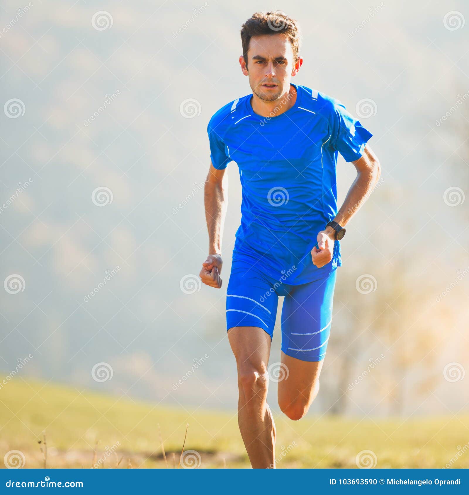 Athlete Running in the Mountains of the Italian National Team in Stock ...