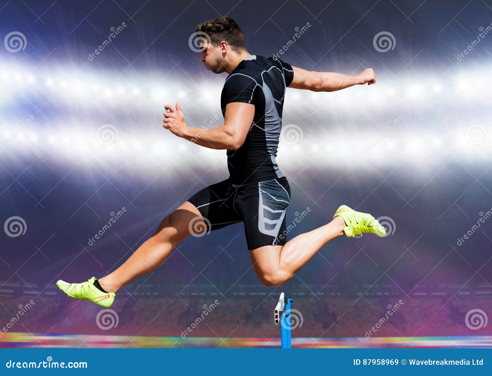 Athlete Running Over Hurdle Stock Image - Image of leisure, race: 87958969