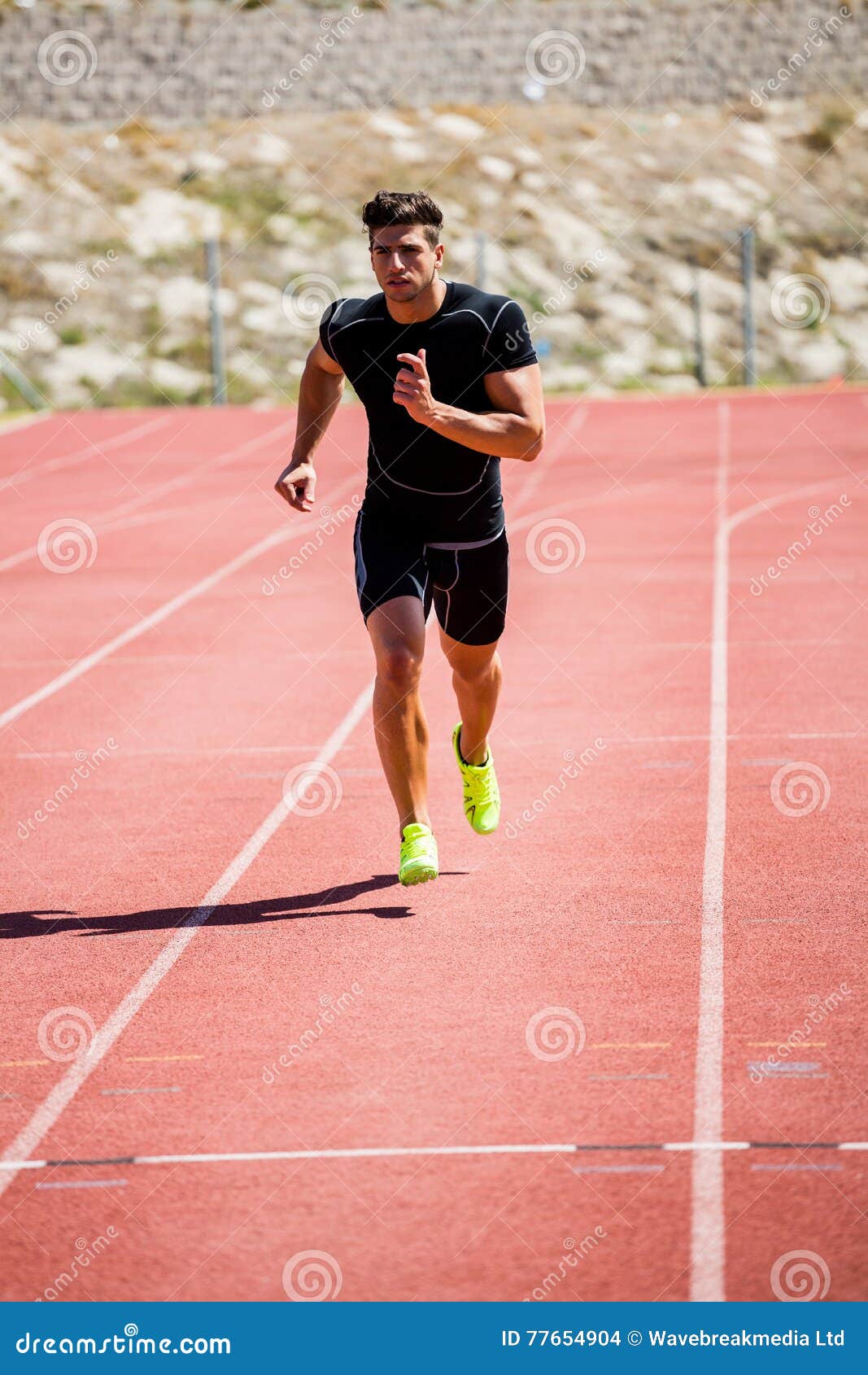 Athlete Running on the Racing Track Stock Photo - Image of energetic ...