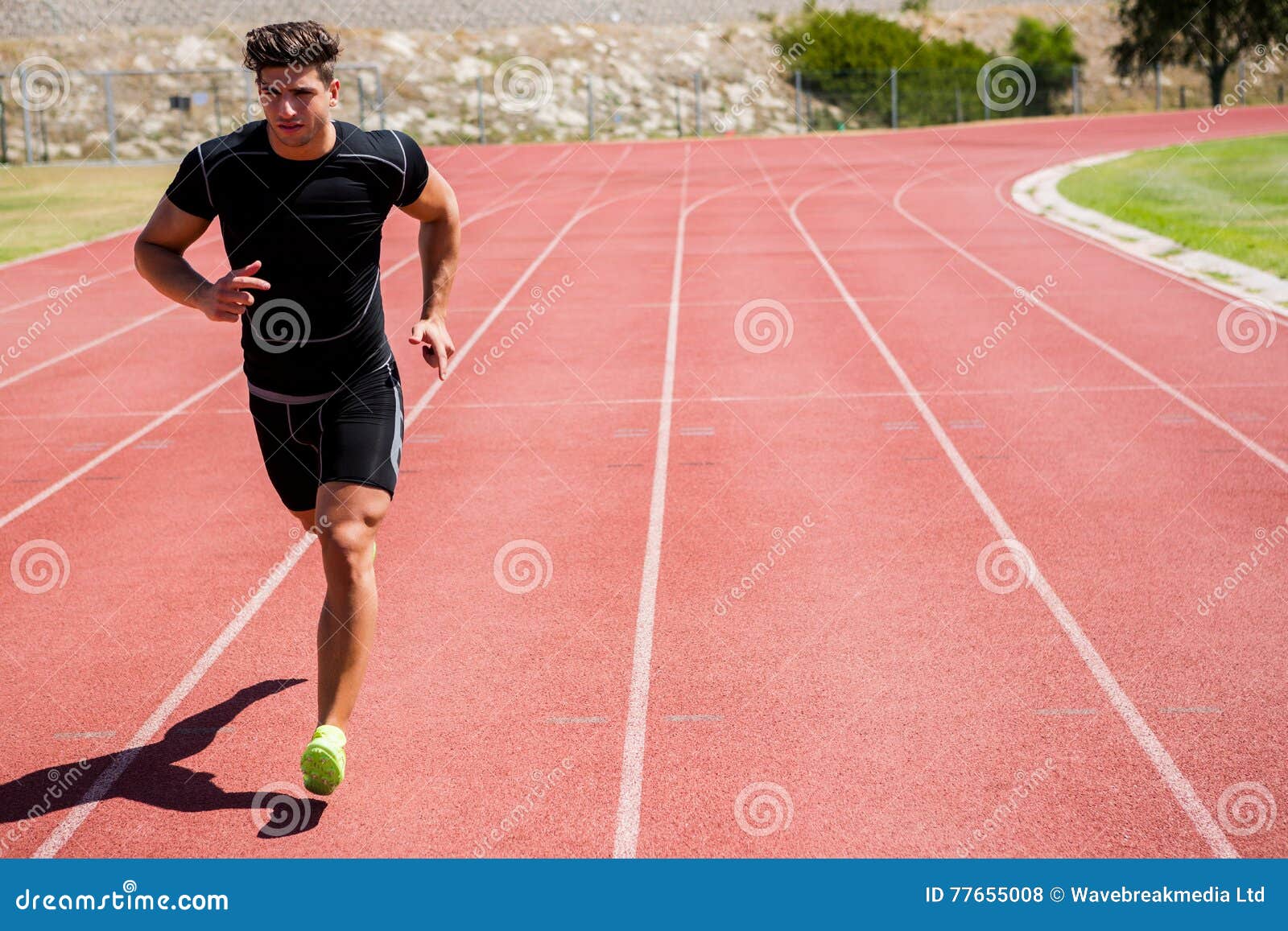Athlete Running on the Racing Track Stock Photo - Image of running ...