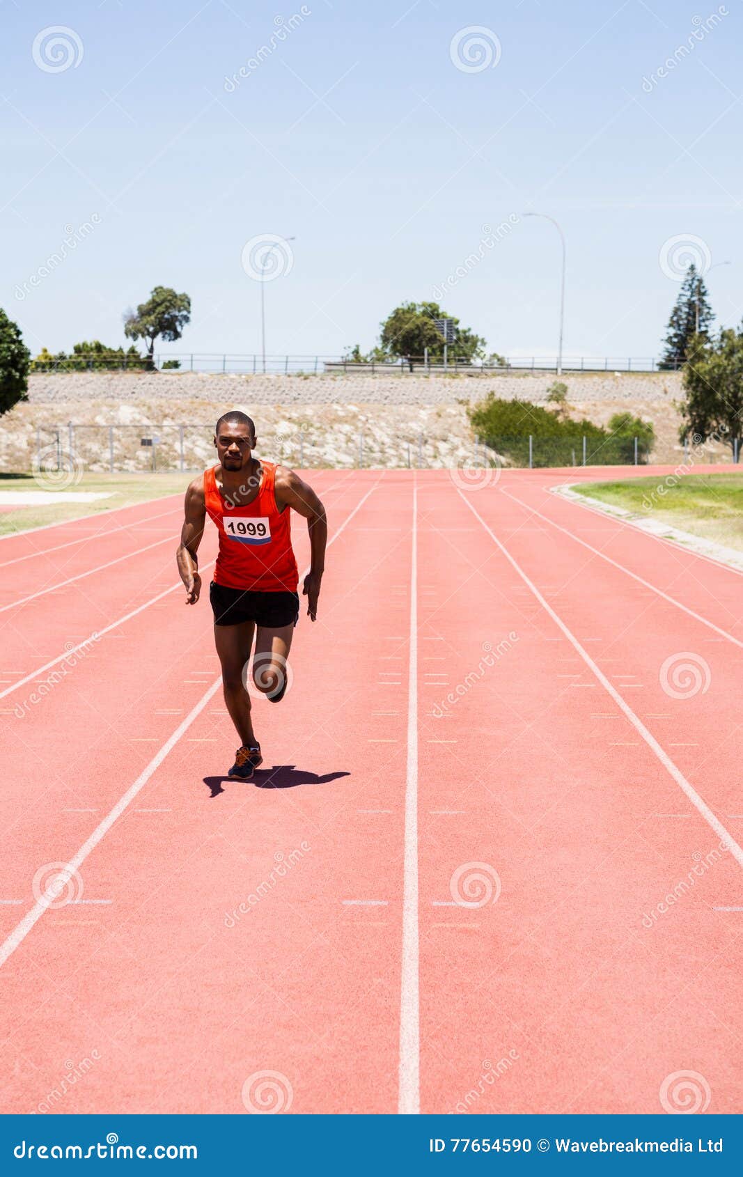 Athlete Running on the Racing Track Stock Photo - Image of person ...