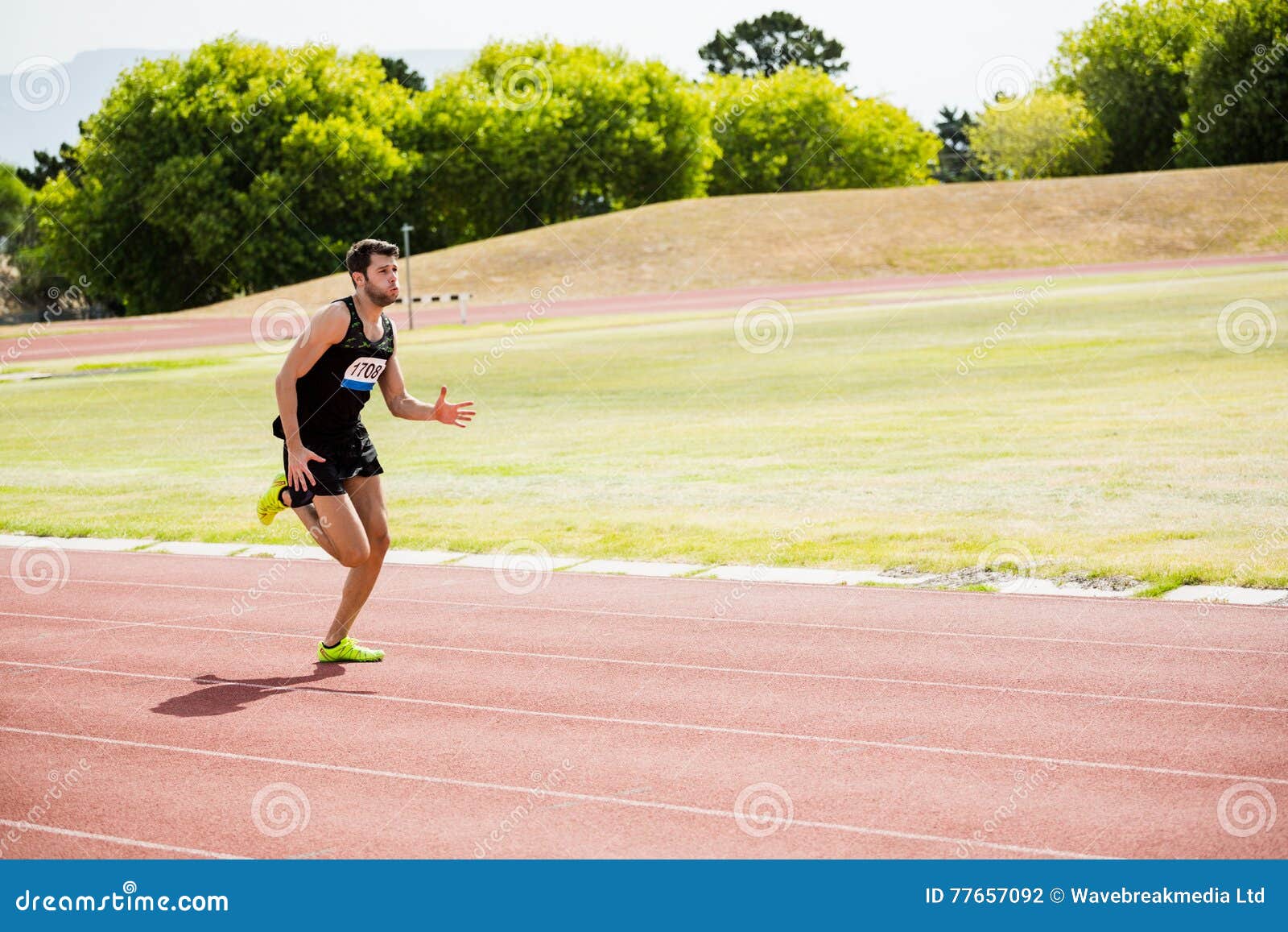 Athlete Running on the Racing Track Stock Photo - Image of athletic ...