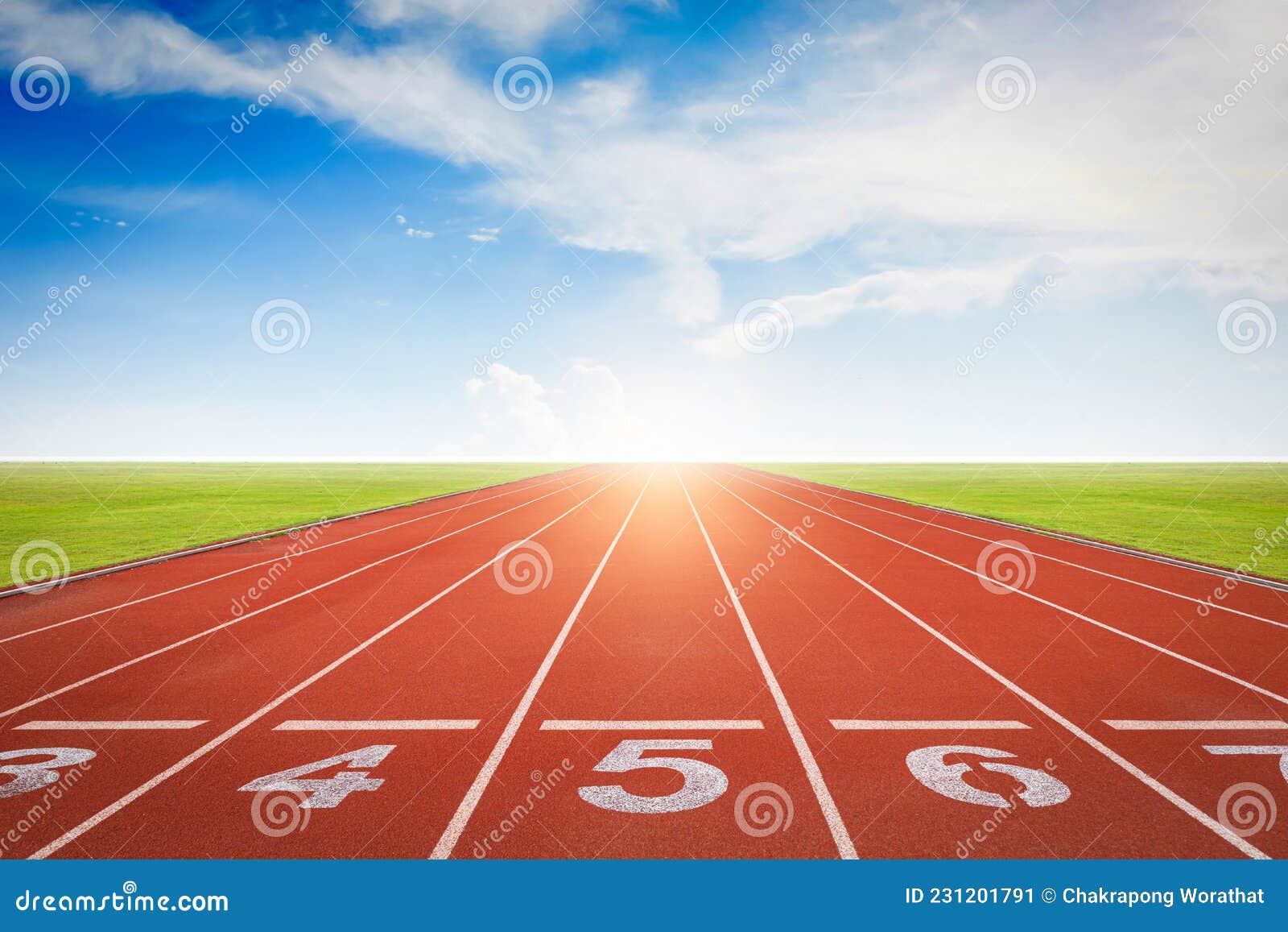 Athlete Running Track with Number on the Start. Day Scene Stock Image ...