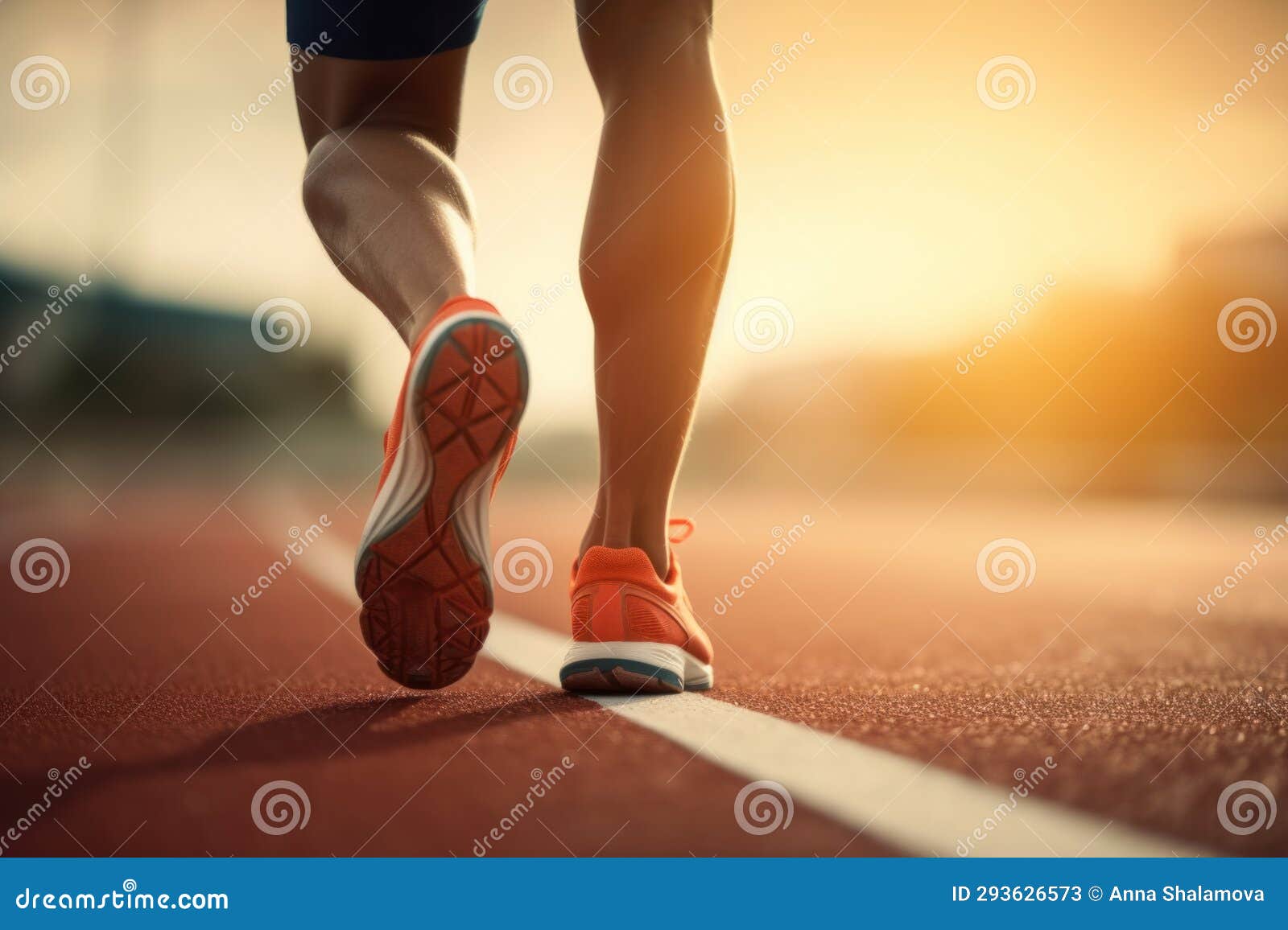 Athlete Running on a Track at Sunset Stock Illustration - Illustration ...