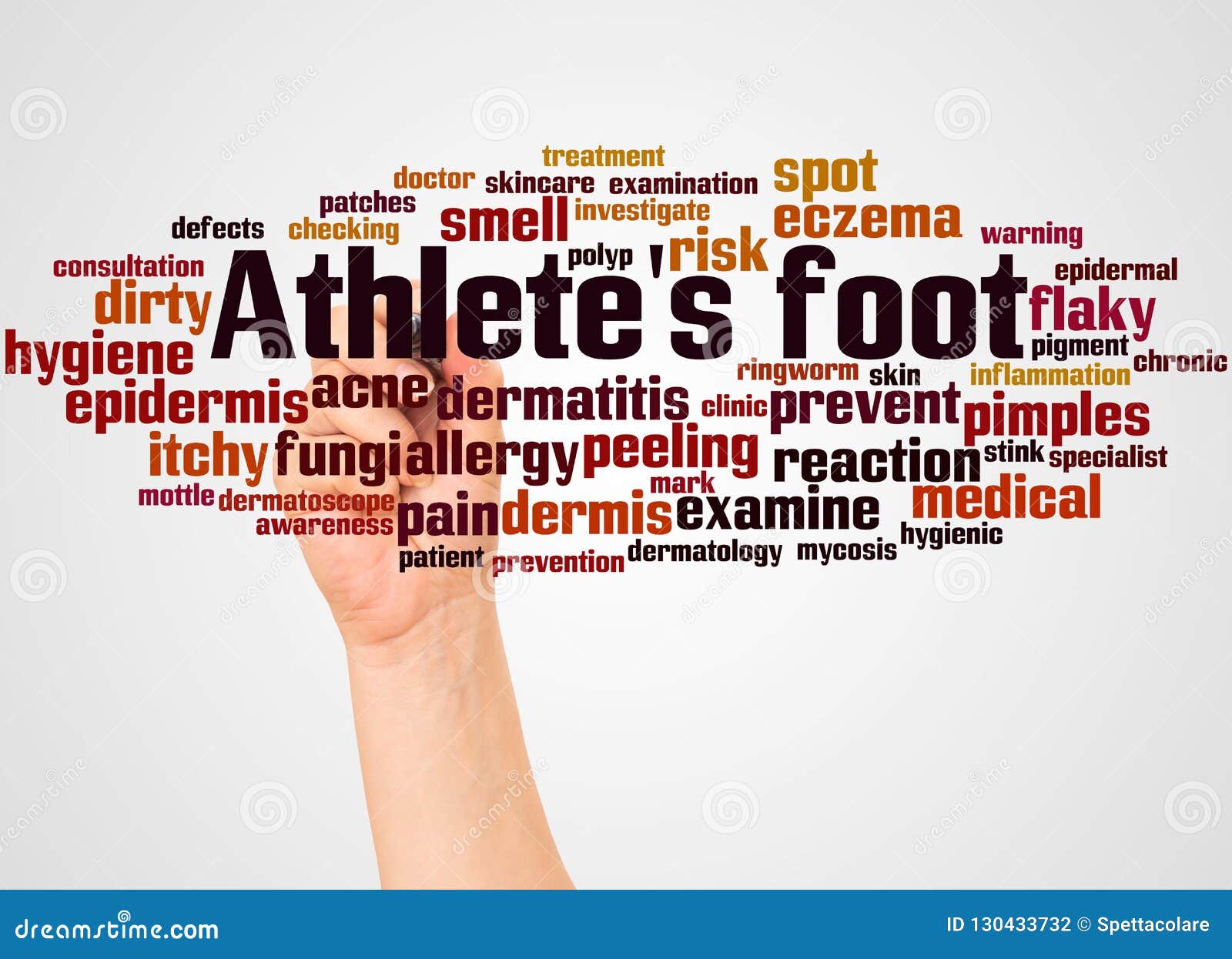 Athlete`s Foot Word Cloud and Hand with Marker Concept Stock Photo ...