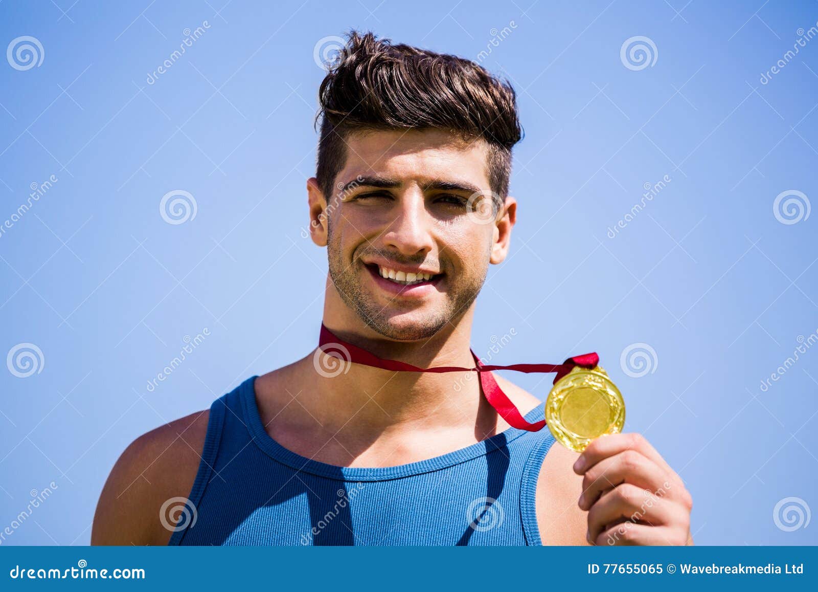 Athlete Showing His Gold Medal Stock Image - Image of olympics, happy ...