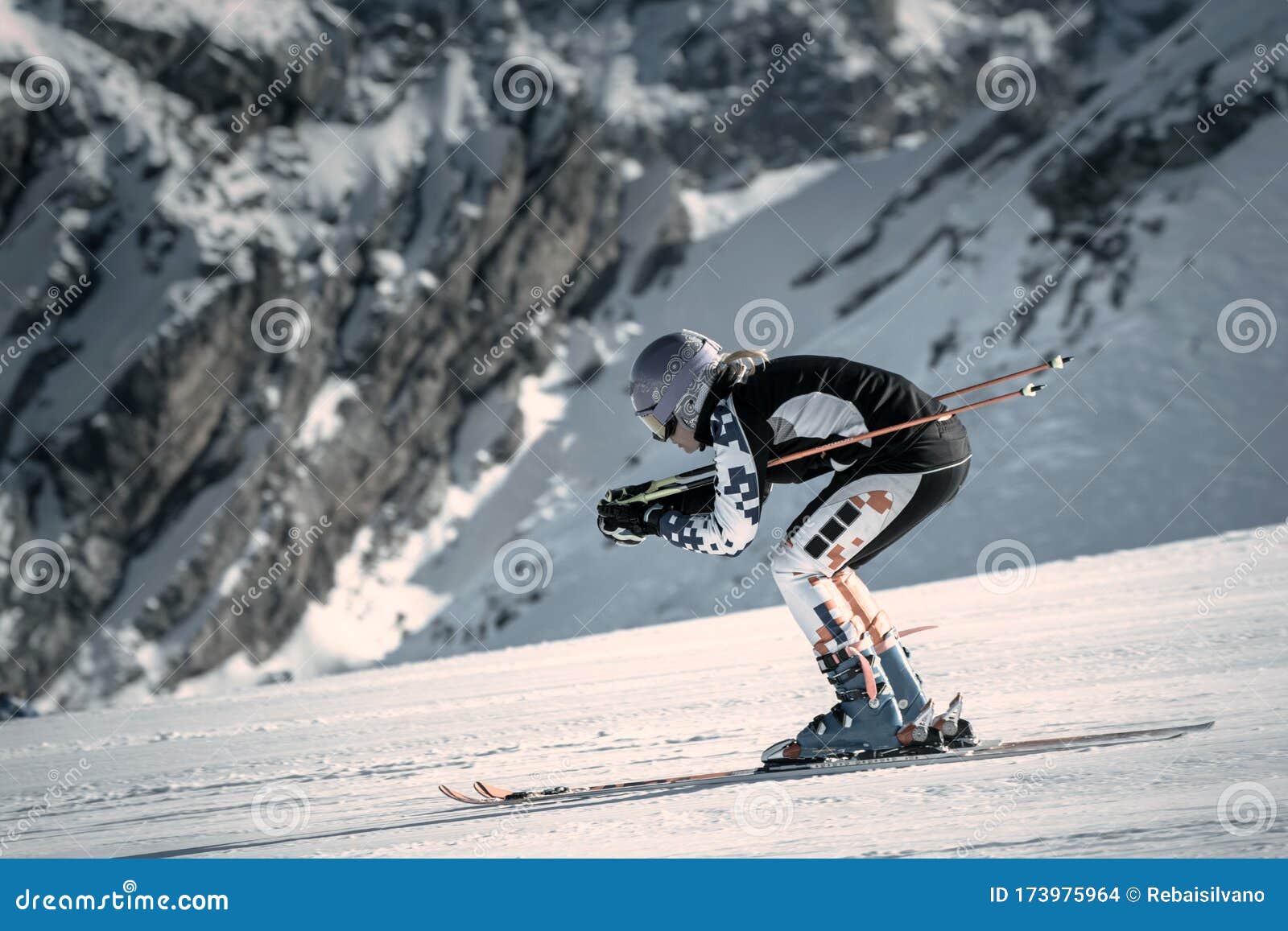 Athlete in a Special Slalom Stock Photo - Image of descent, downhill ...