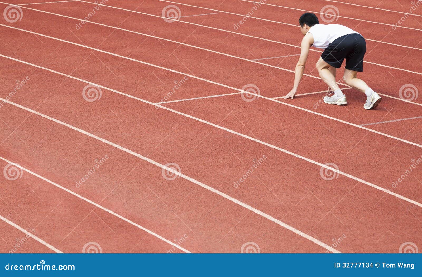 Athlete at the Start of the Line at the Stadium Stock Photo - Image of ...