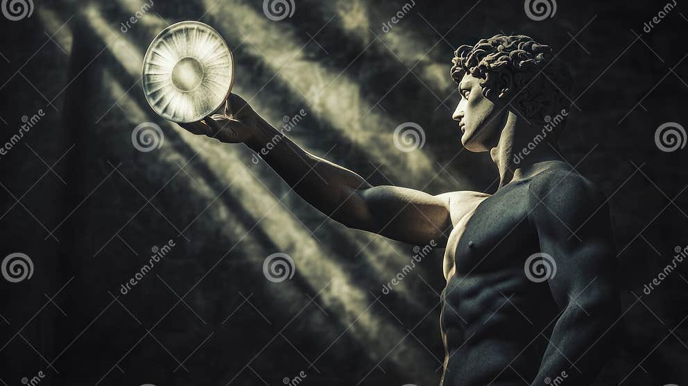 Athlete Statue Casting Sunlight Rays in Real Photo 169 Stock ...